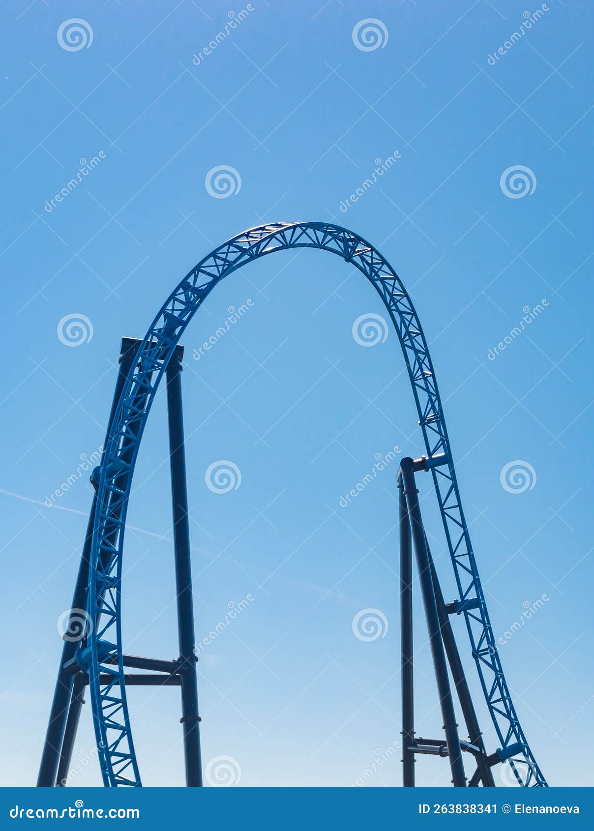 Empty Ride Roller Coaster on Sky Background in Amusement Park Editorial ...