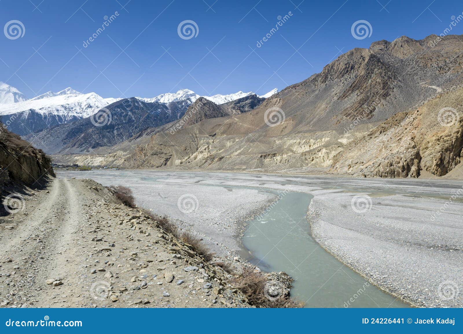 Empty River in Himalaya Mountains Stock Image - Image of rock, snow ...