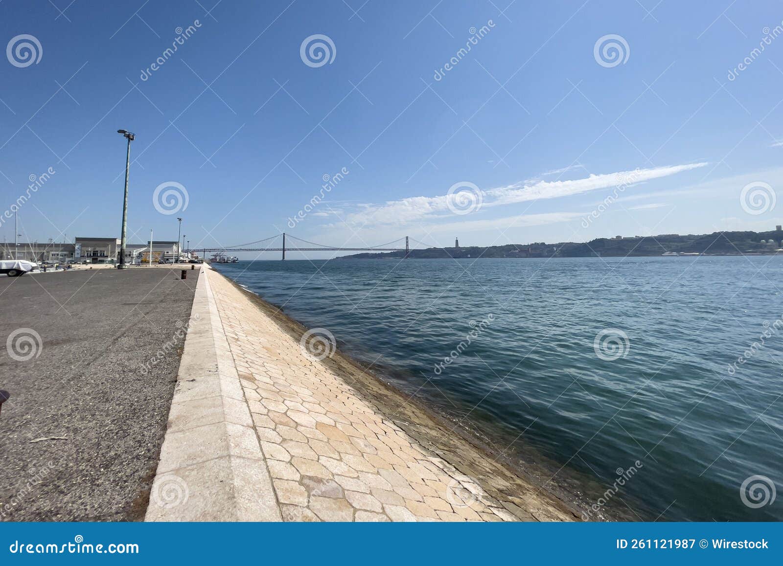 Empty River by the Tagus River in Lisbon Stock Image - Image of ...