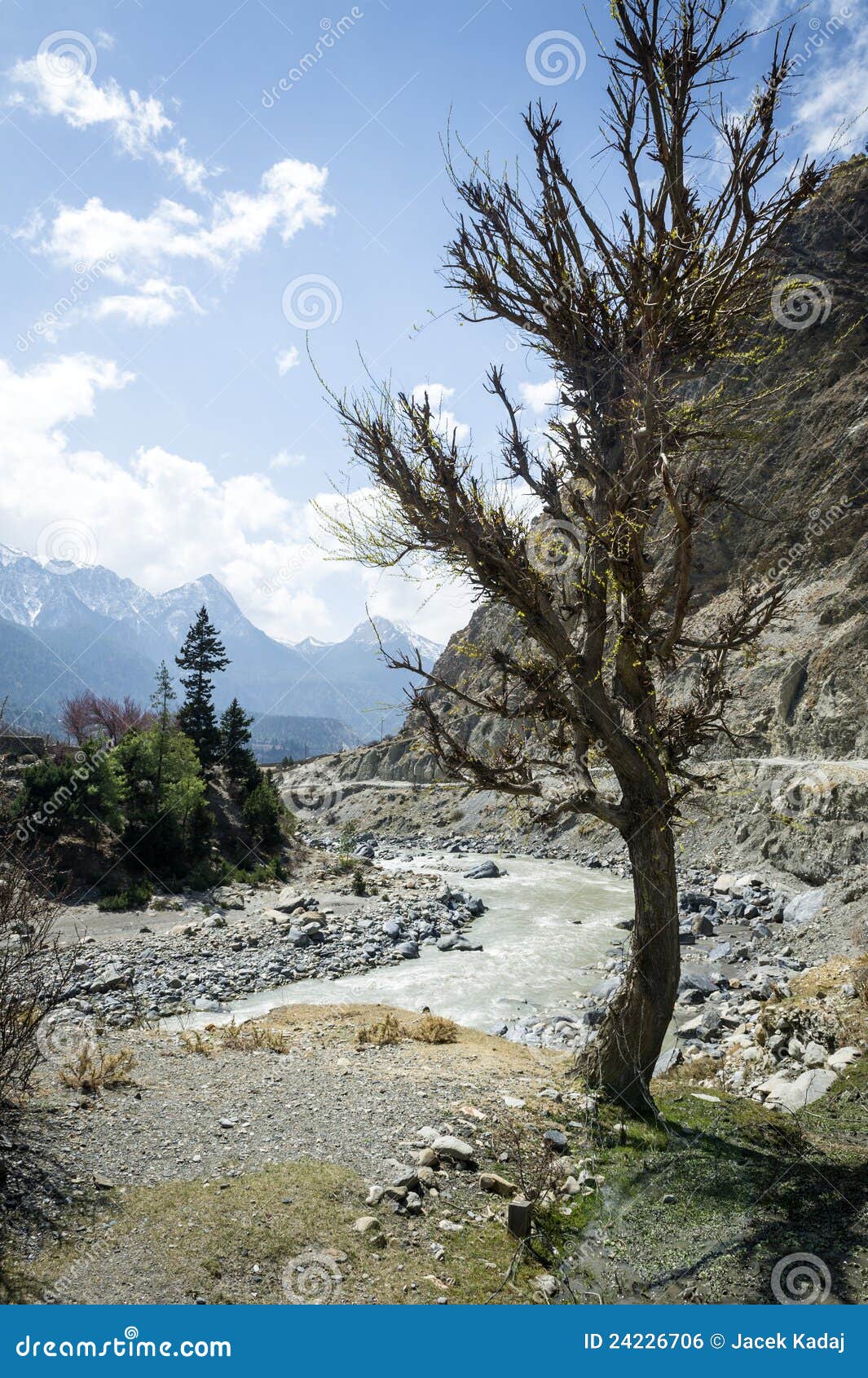 Empty Riverbed in Himalaya Mountains Stock Photo - Image of cloud ...