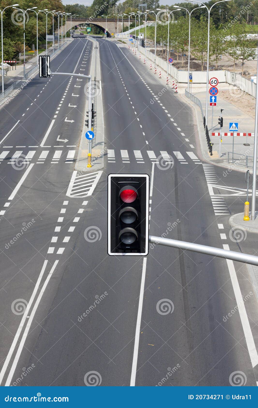 Empty Road in the City with Street Light Stock Image - Image of city ...