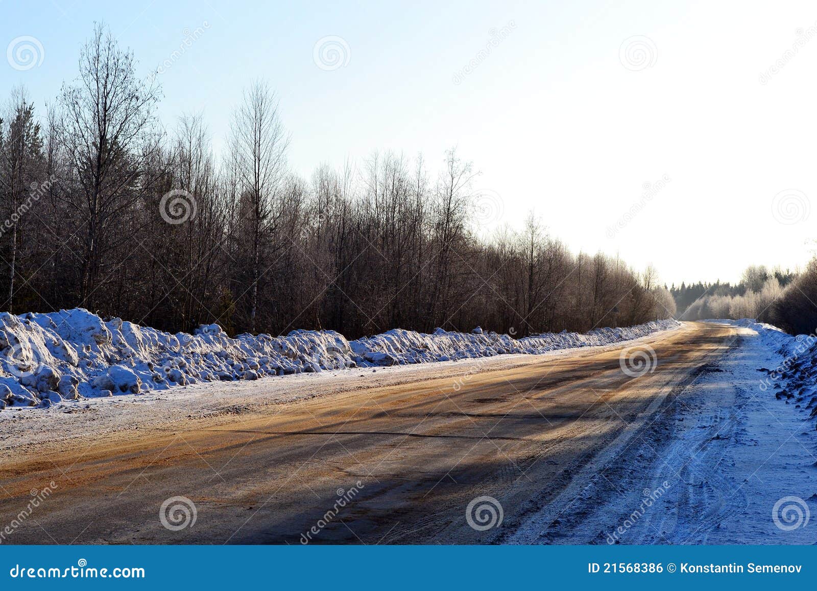 Empty Road in Country, Russia, Winter. Stock Photo - Image of snow ...