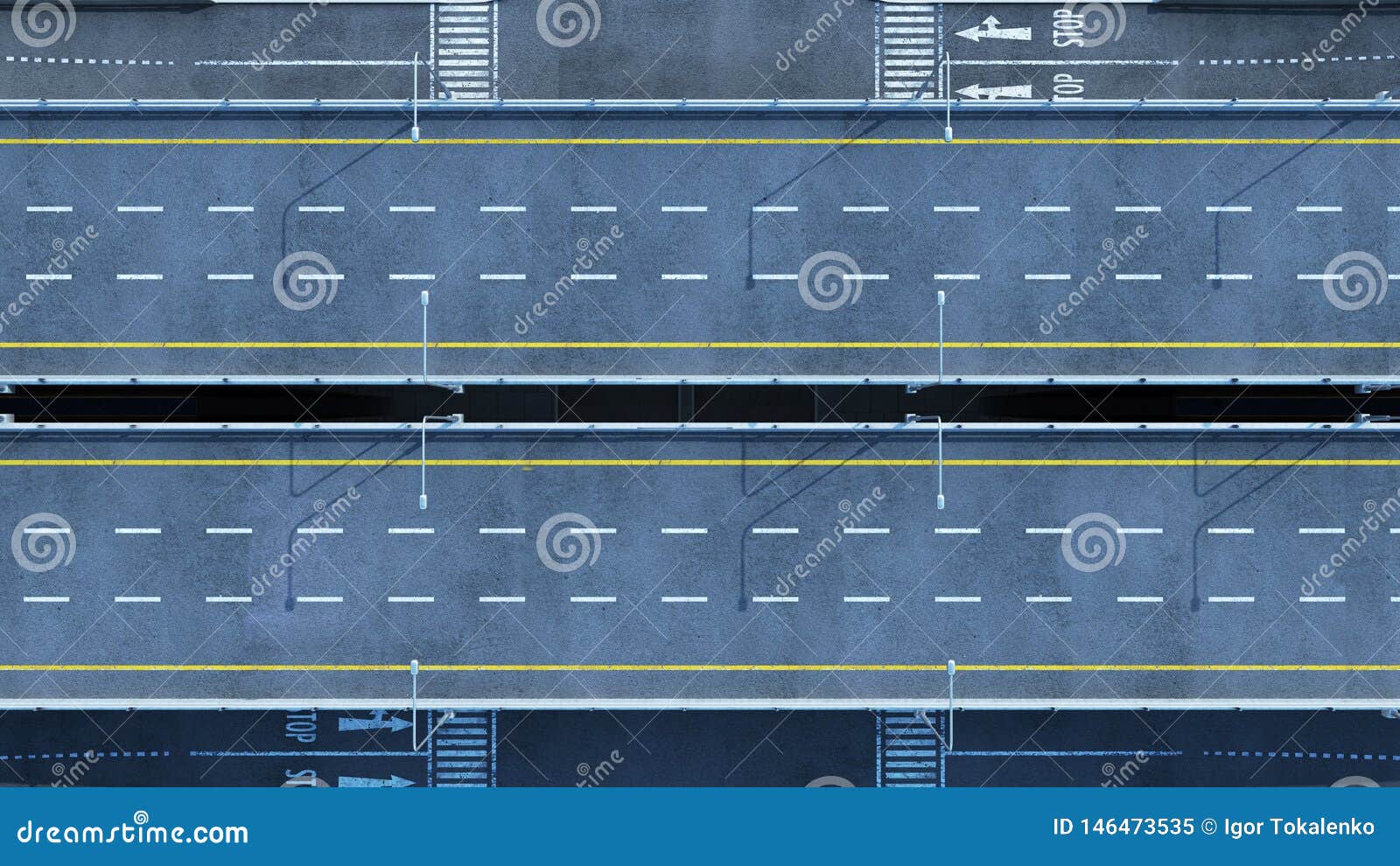 Empty Road Freeway Top View 3d Render Image Stock Illustration ...