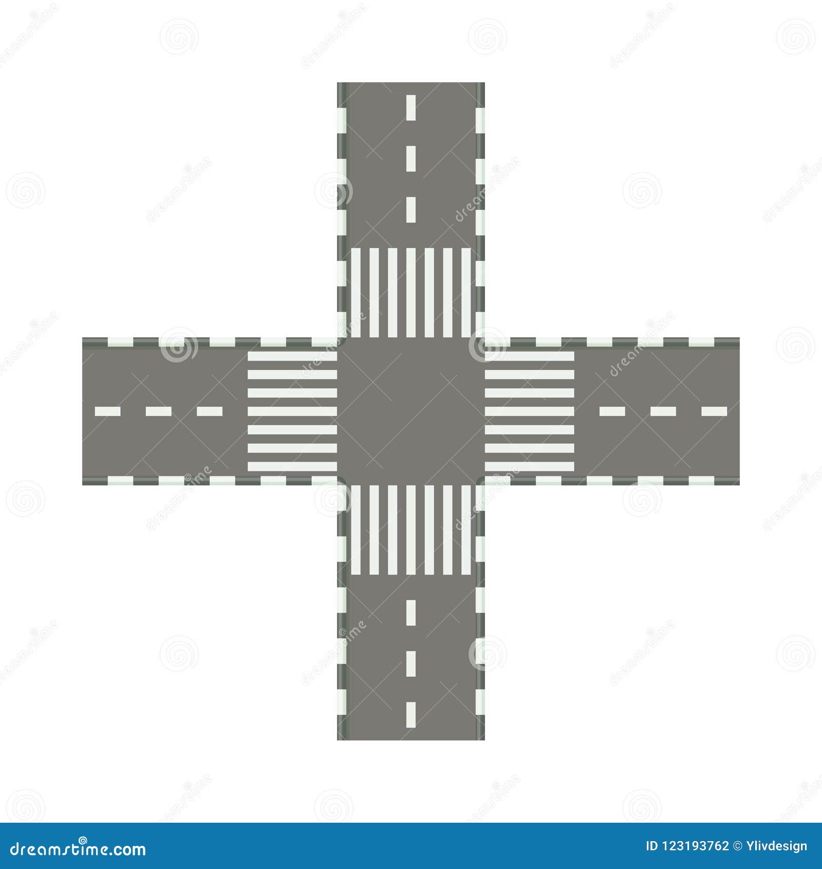 Empty Road Intersection Icon, Cartoon Style Stock Illustration ...