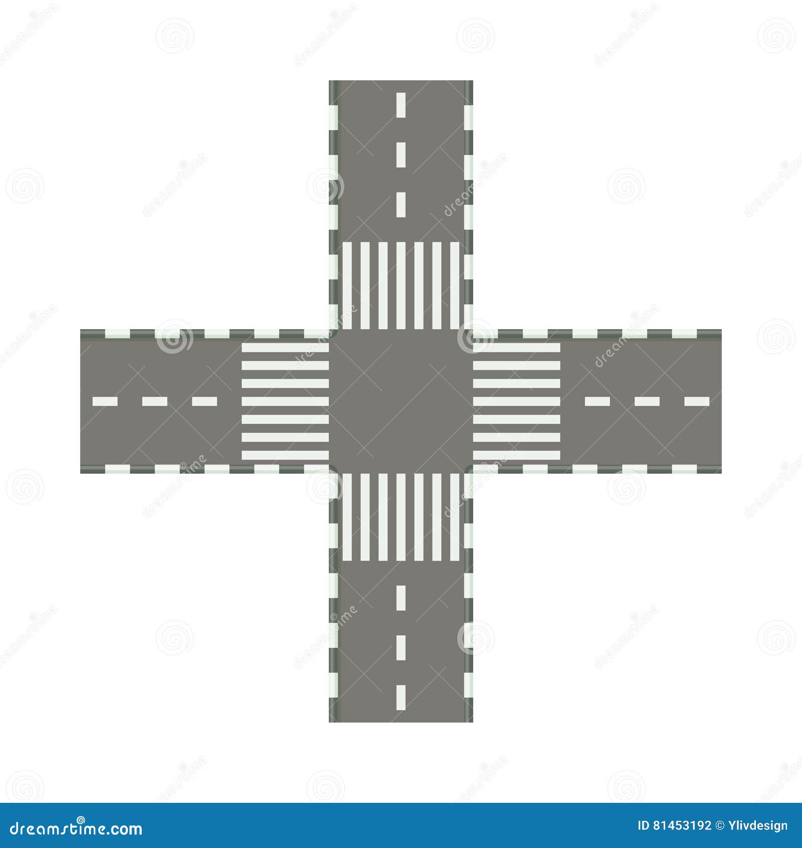Empty Road Intersection Icon, Cartoon Style Stock Vector - Illustration ...