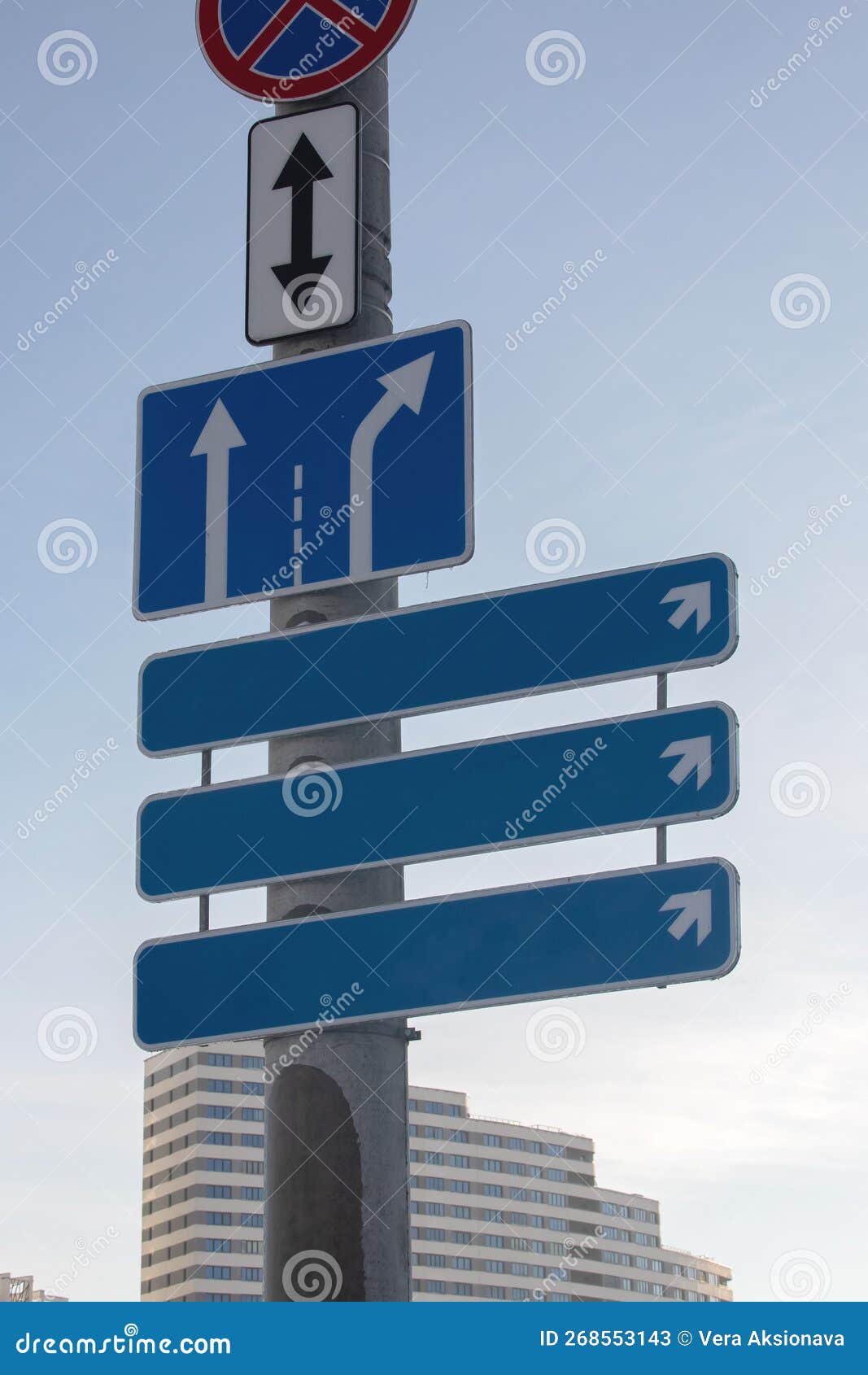 Empty Road Signs in the City Closeup Stock Image - Image of space, city ...