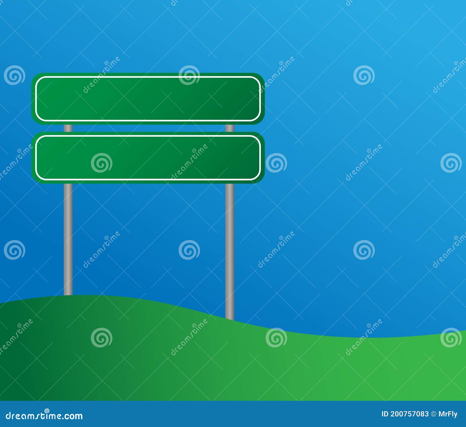 Green Empty Road Sign Template, Vector Illustration Stock Vector ...