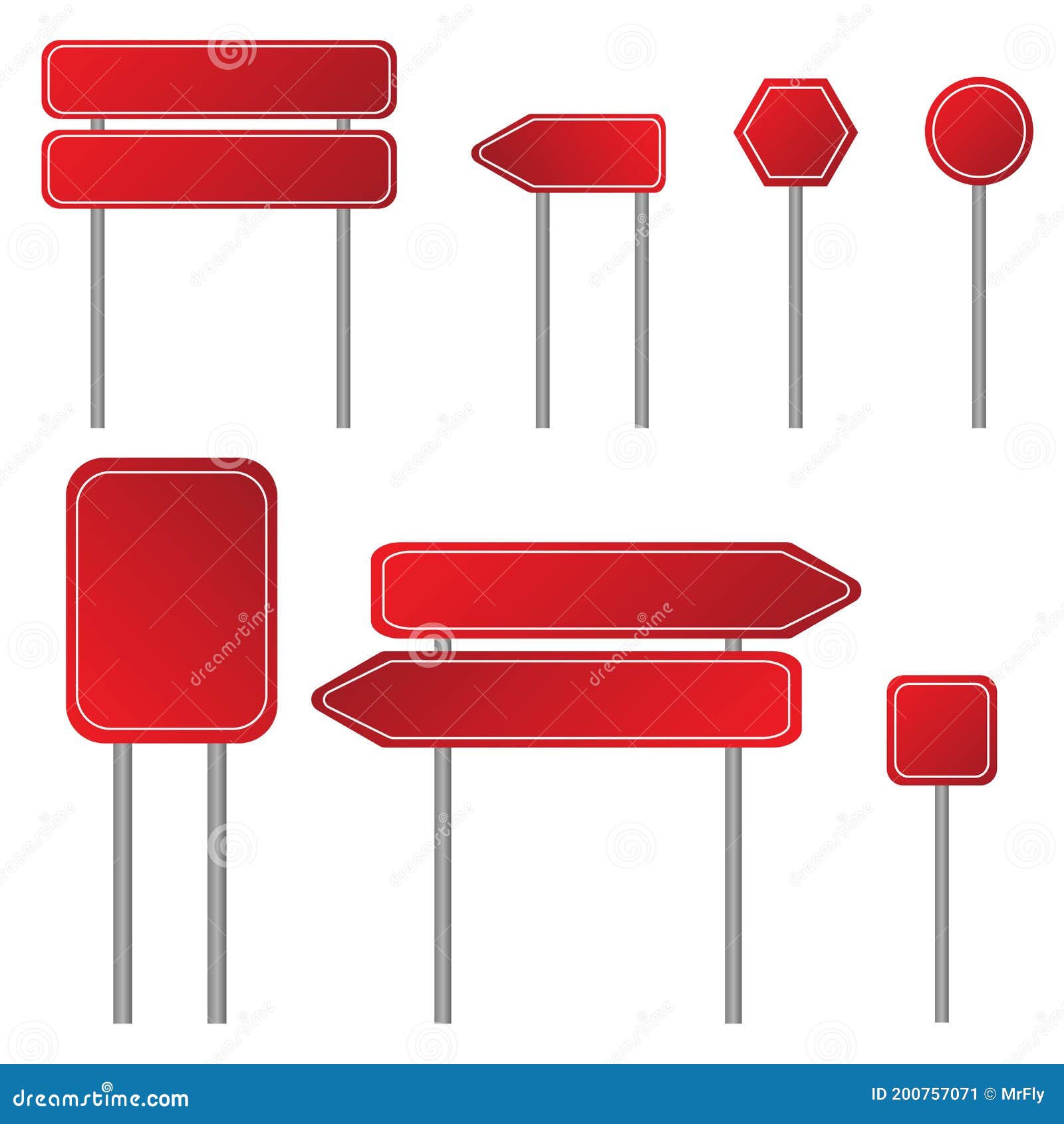 Red Empty Road Signs Template, Vector Illustration Stock Vector ...