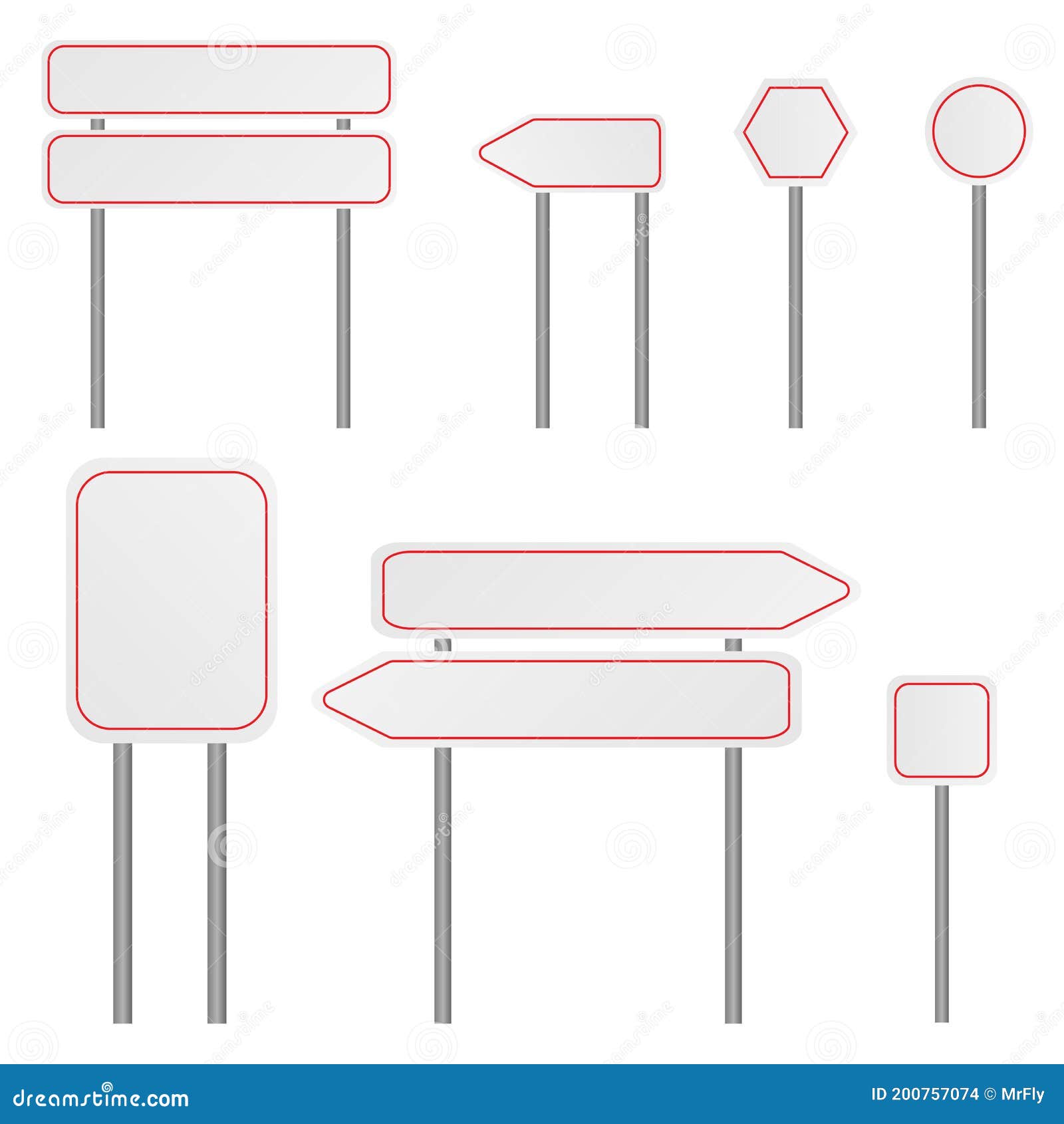 White Empty Road Signs Template, Vector Illustration Stock Vector ...