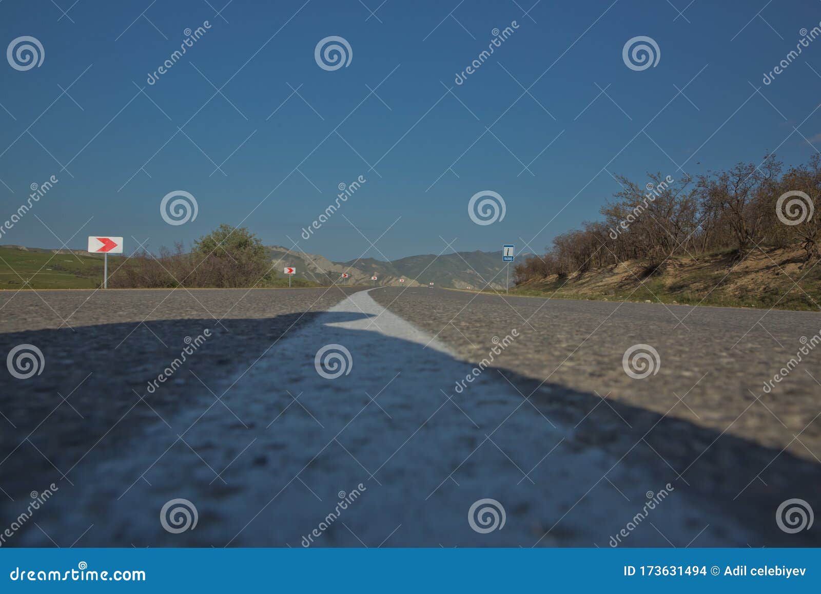 An Empty Road with Single Solid White Line Road Marking. Background ...