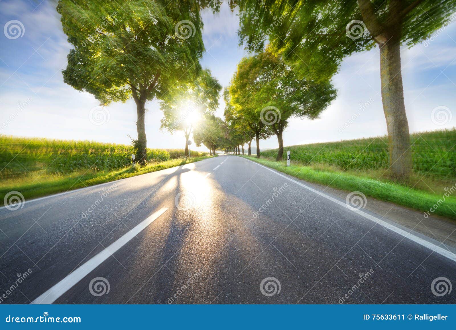 Empty Road with Slight Motion Blur Stock Image - Image of dramatic ...