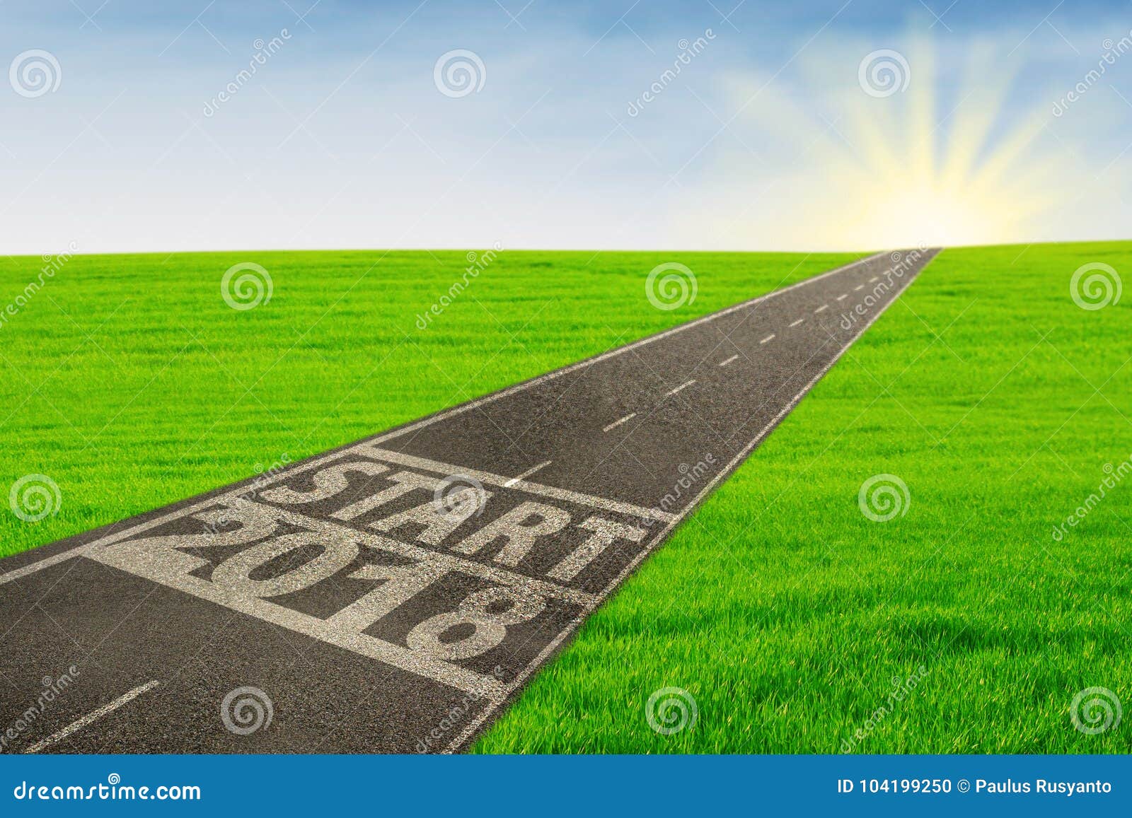 Empty Road with Start Line and Numbers 2018 Stock Photo - Image of ...