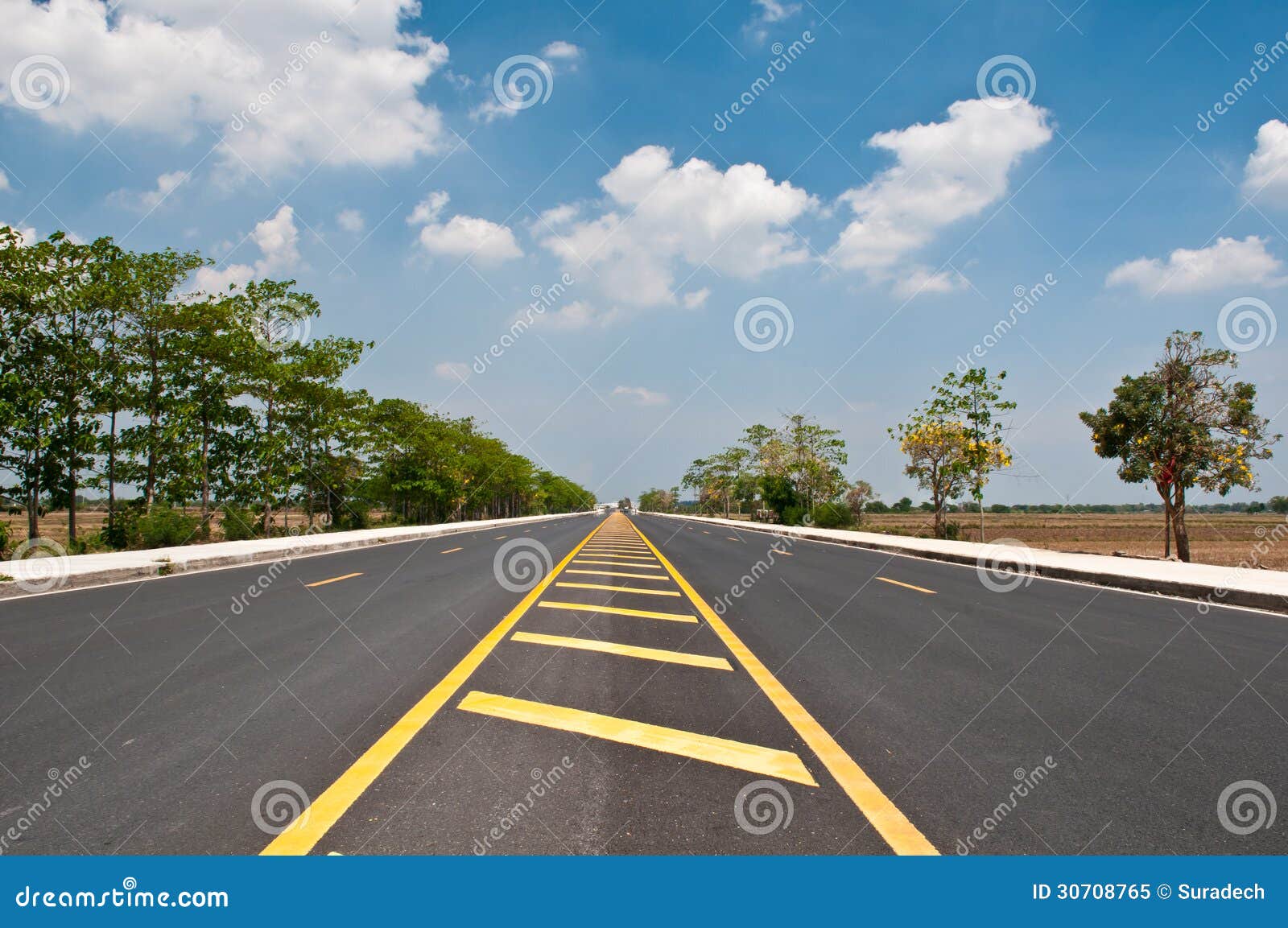 Empty road stock image. Image of clouds, summer, material - 30708765