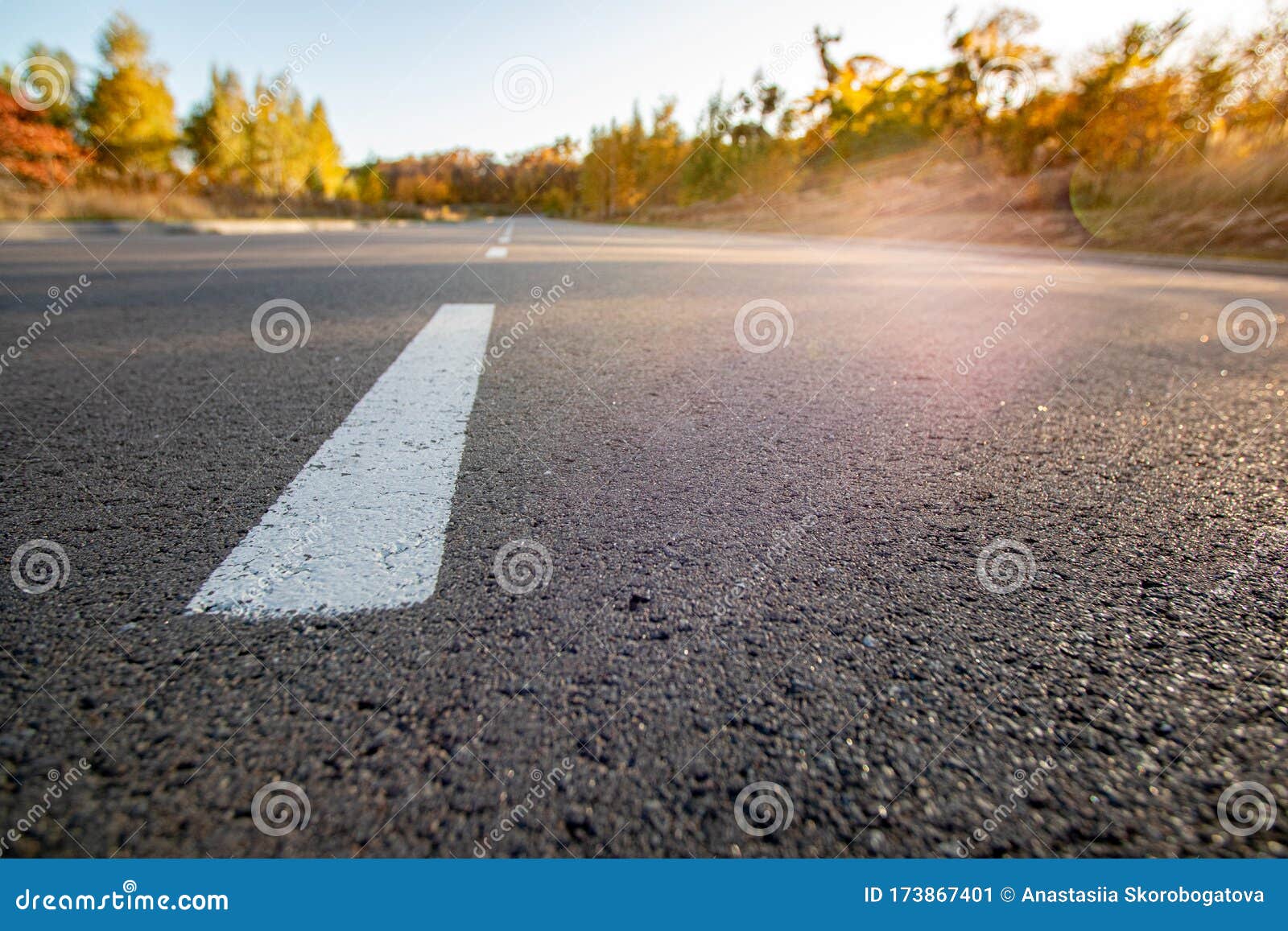 Empty Road with the White Traffic Lines Stock Image - Image of close ...