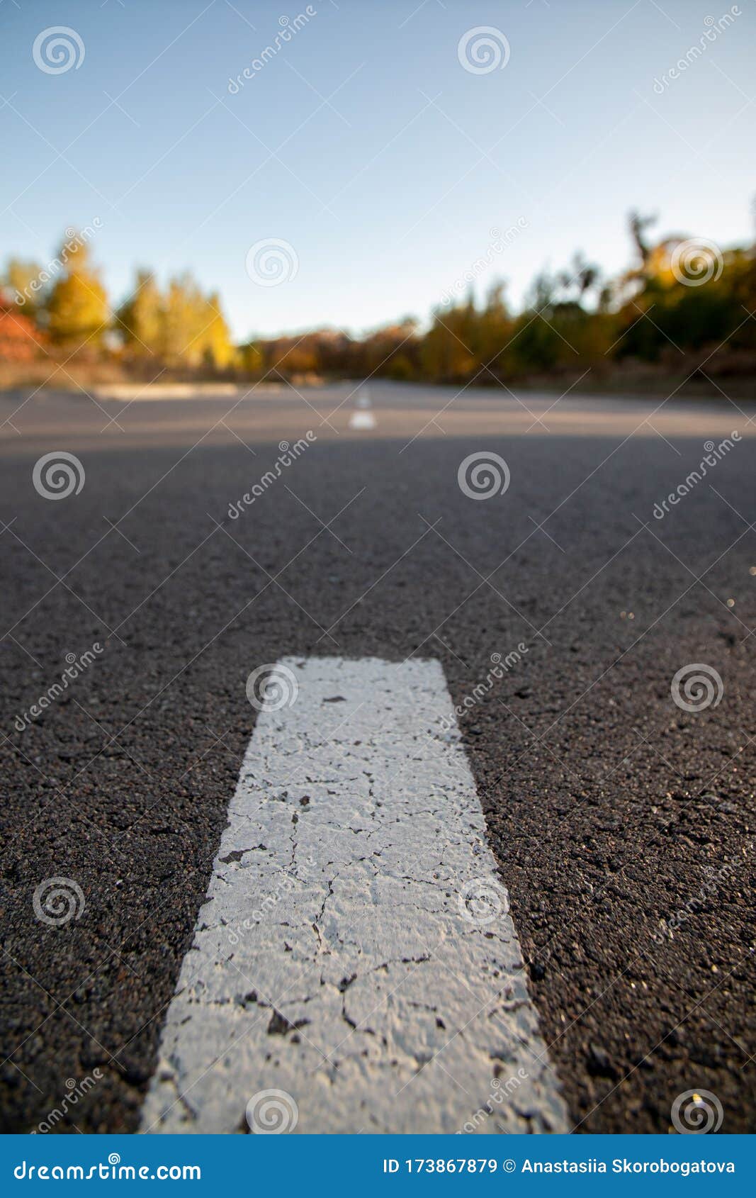 Empty Road with the White Traffic Lines Stock Image - Image of mark ...