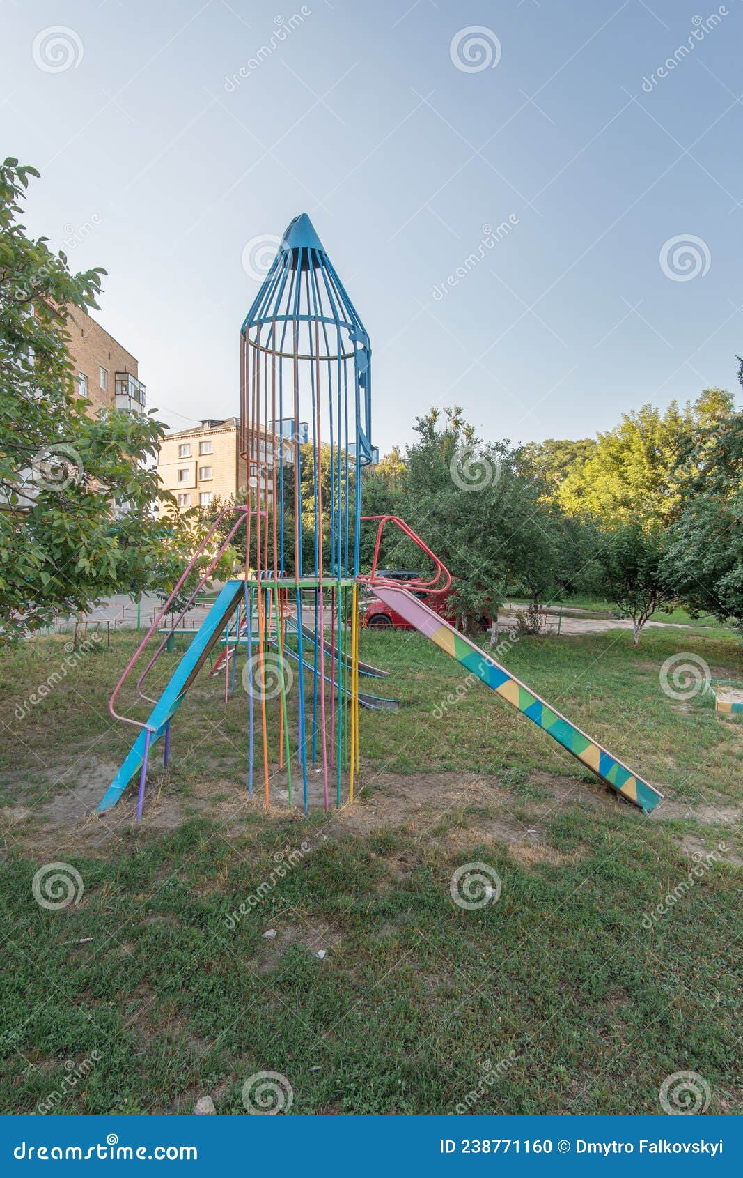 Empty Rocket Slide on an Old Soviet Playground Stock Photo - Image of ...