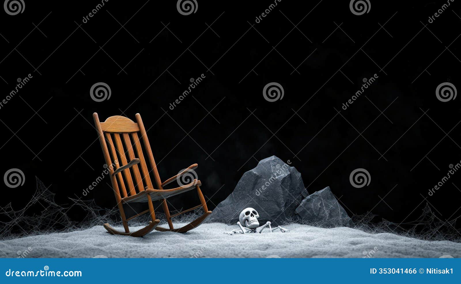 Empty Rocking Chair with Skeleton Eerie Atmosphere Dark Background ...