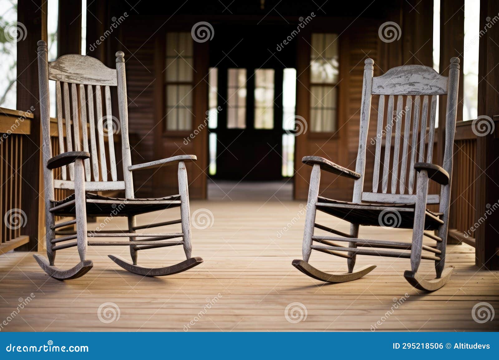 Empty Rocking Chairs Side by Side Stock Photo - Image of peaceful ...