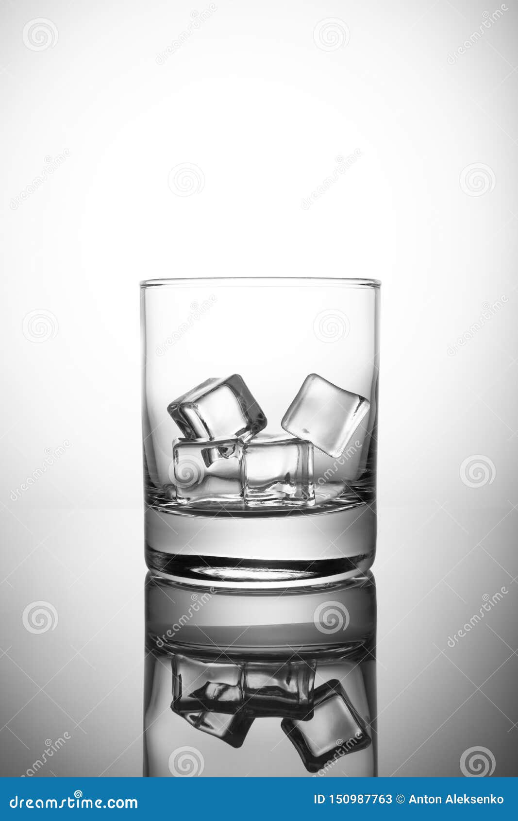 Empty Rocks Glass with Ice-cubes, Isolated on White Background Stock ...