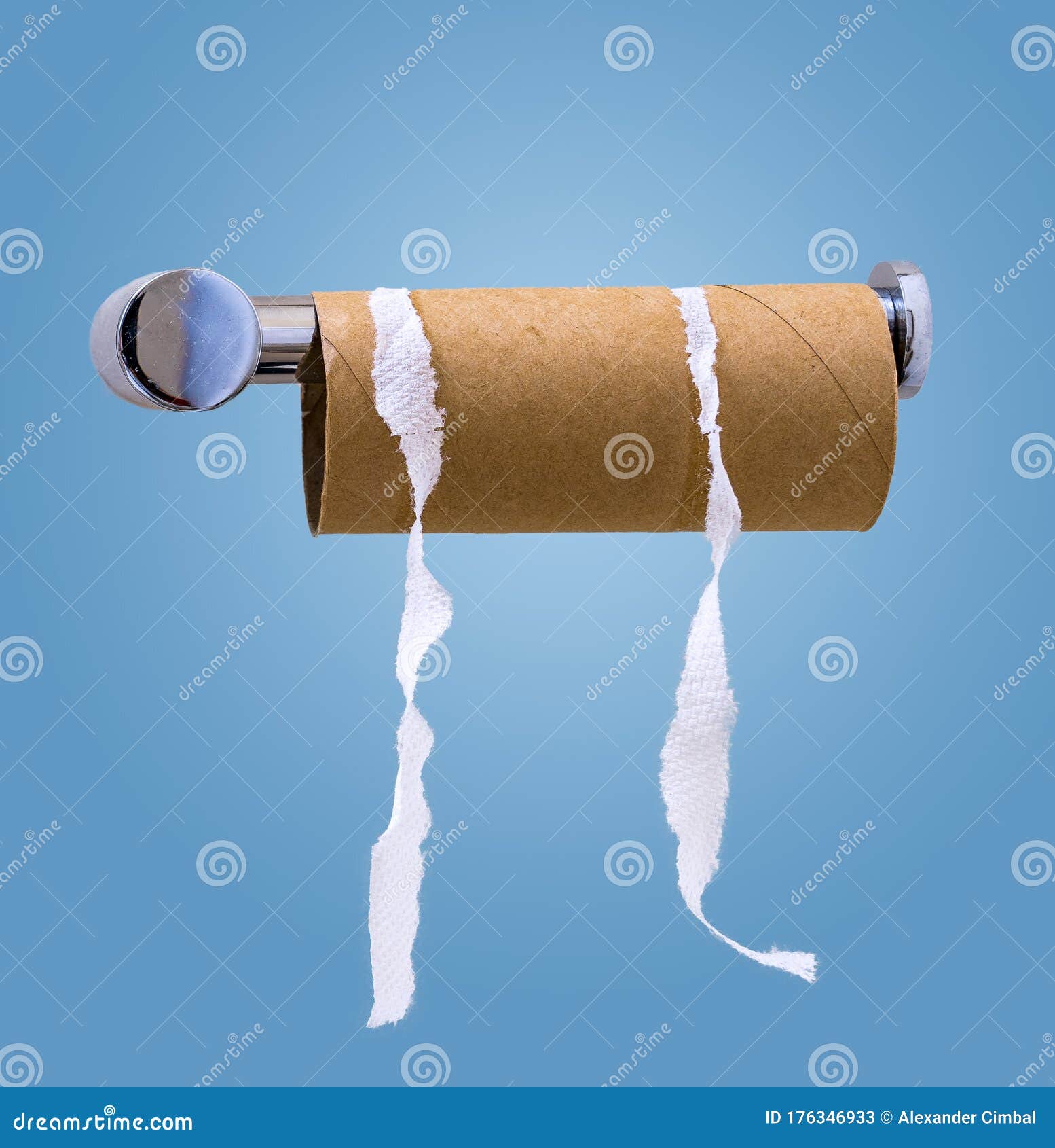 Empty Roll of Toilet Paper on Blue Background Stock Image - Image of ...