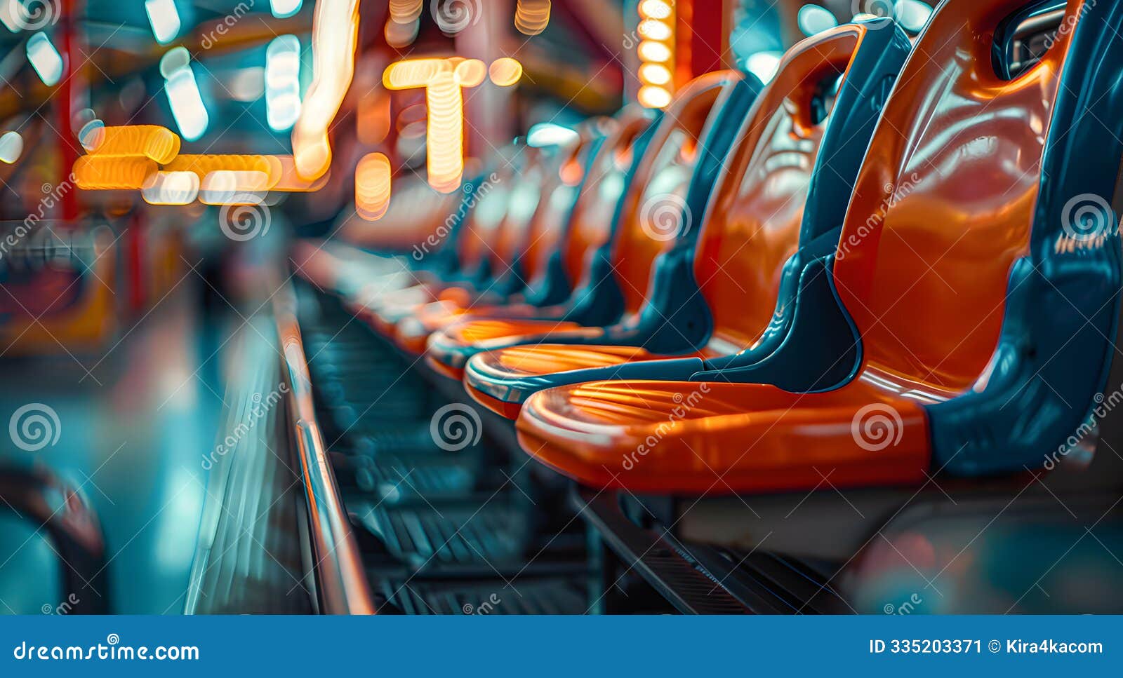 Empty Roller Coaster Seats in Amusement Park Close-up Stock Image ...