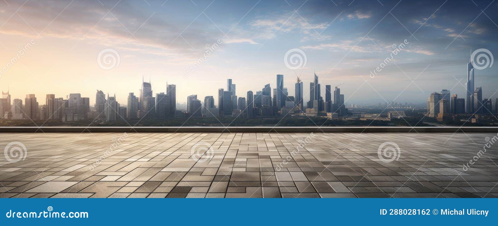 Empty Roof Made from Bricks.Brick Rooftop View on City in Background ...