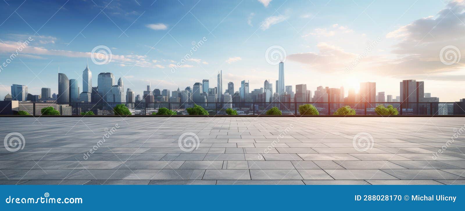 Empty Roof Made from Bricks.Brick Rooftop View on City in Background ...