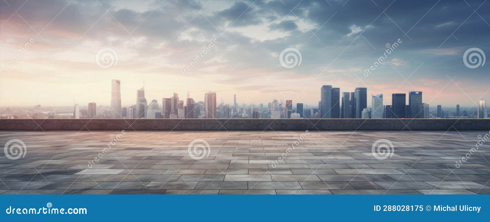 Empty Roof Made from Bricks.Brick Rooftop View on City in Background ...