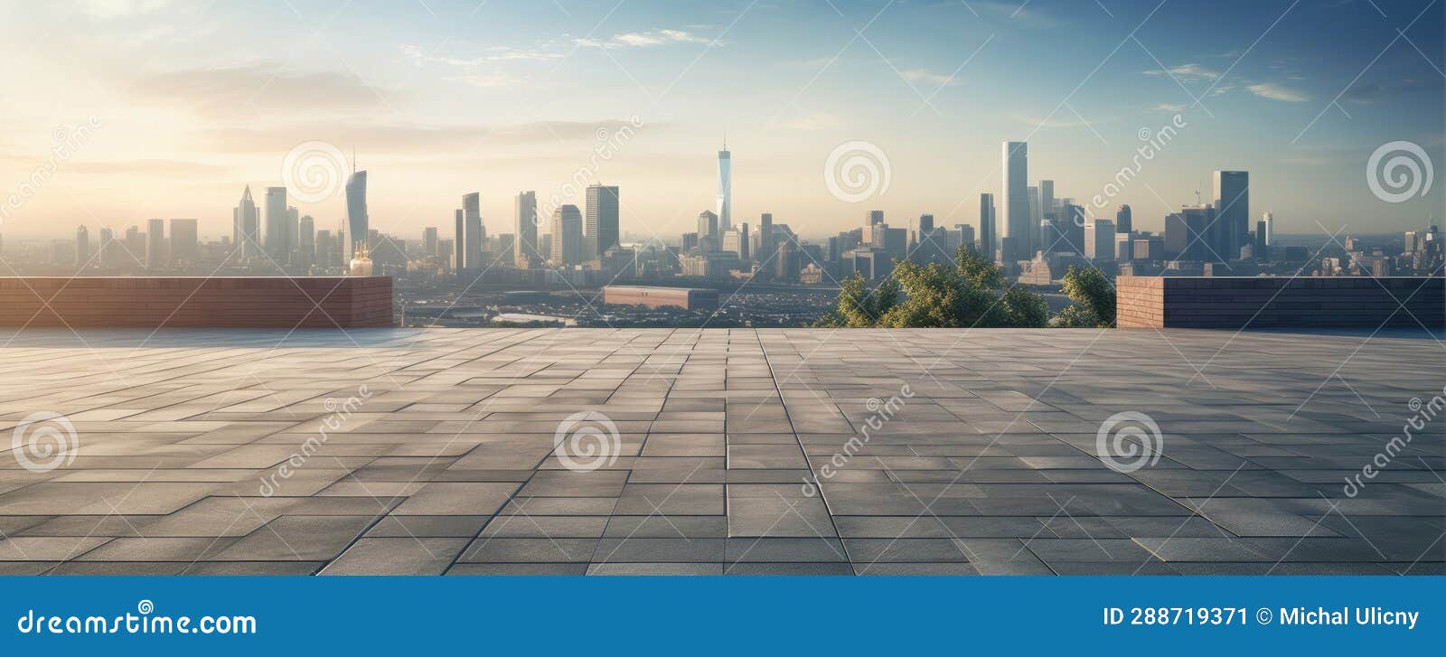 Empty Roof Made from Bricks. Brick Rooftop View on City Stock Image ...