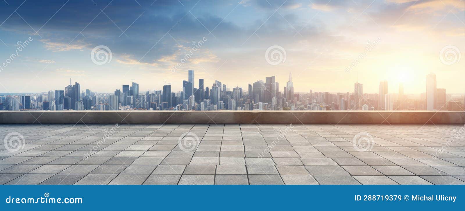 Empty Roof Made from Bricks. Brick Rooftop View on City Stock ...