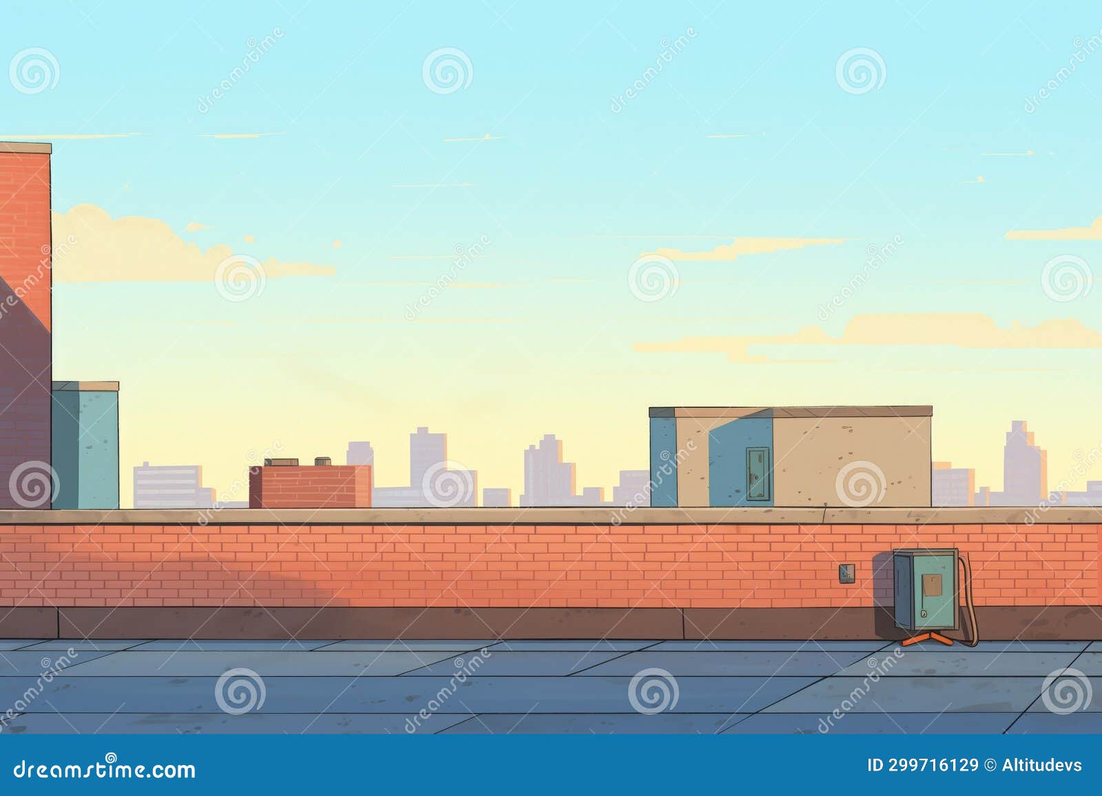 Empty Rooftop Ledge with Skyscraper Shadow at Dusk Stock Image - Image ...
