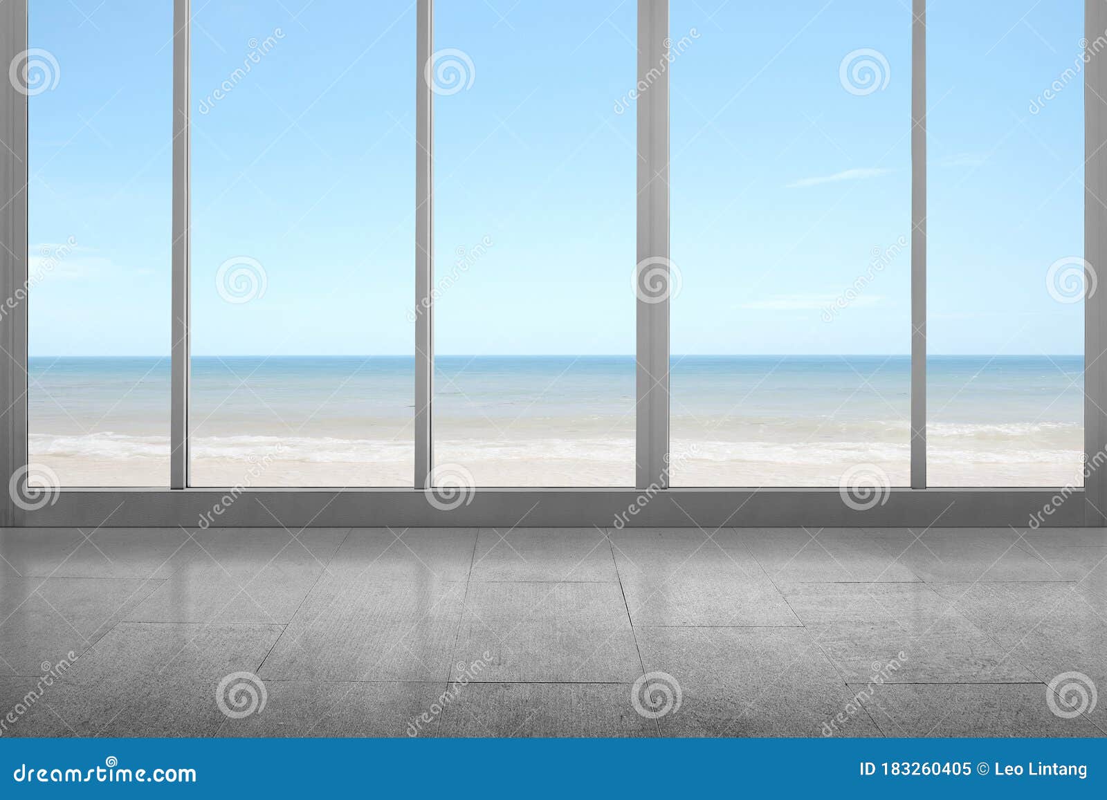 Empty Room with Beach and Ocean View Stock Image - Image of destination ...