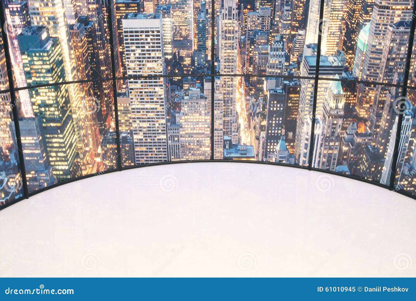Empty Room with Beautiful City View at Evening Stock Image - Image of ...