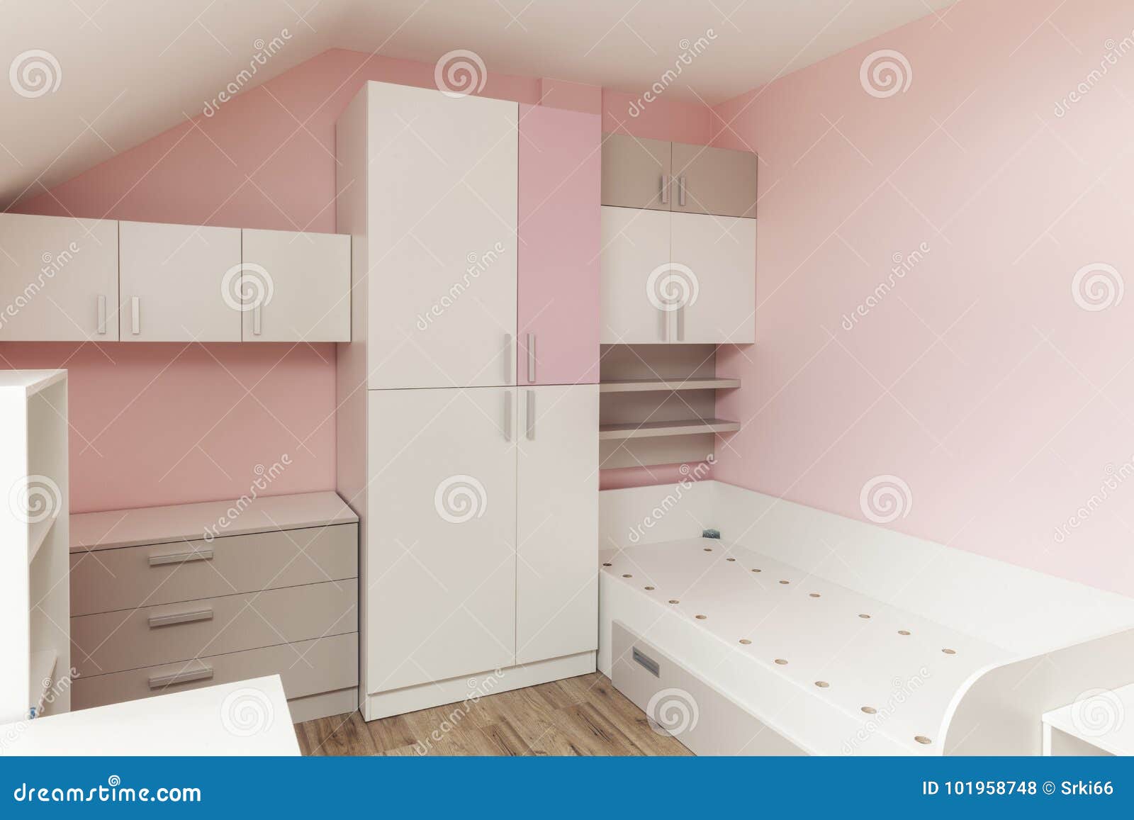 Empty room with bed stock photo. Image of apartment - 101958748