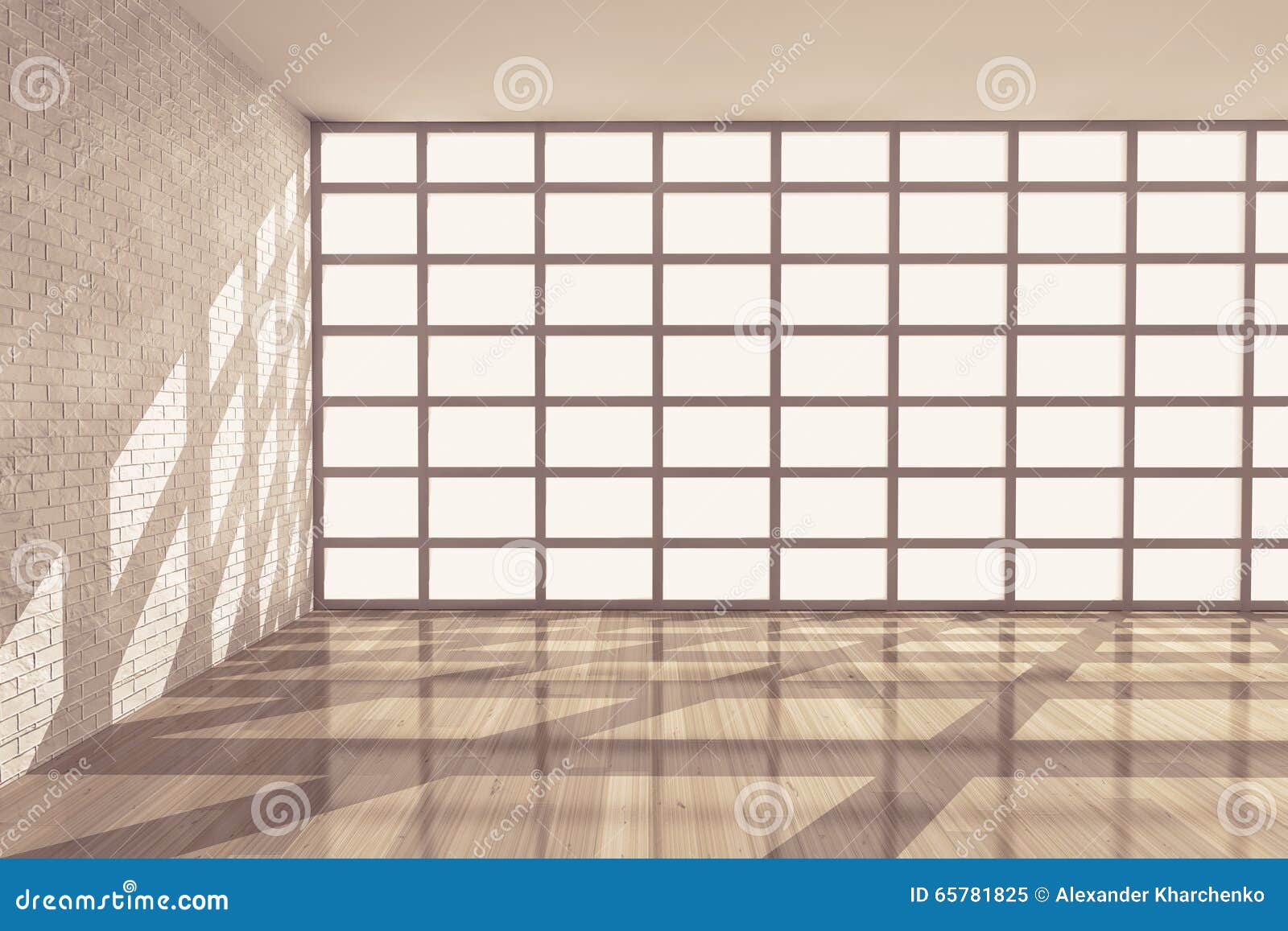 Empty Room with Big Window. 3d Rendering Stock Image - Image of empty ...