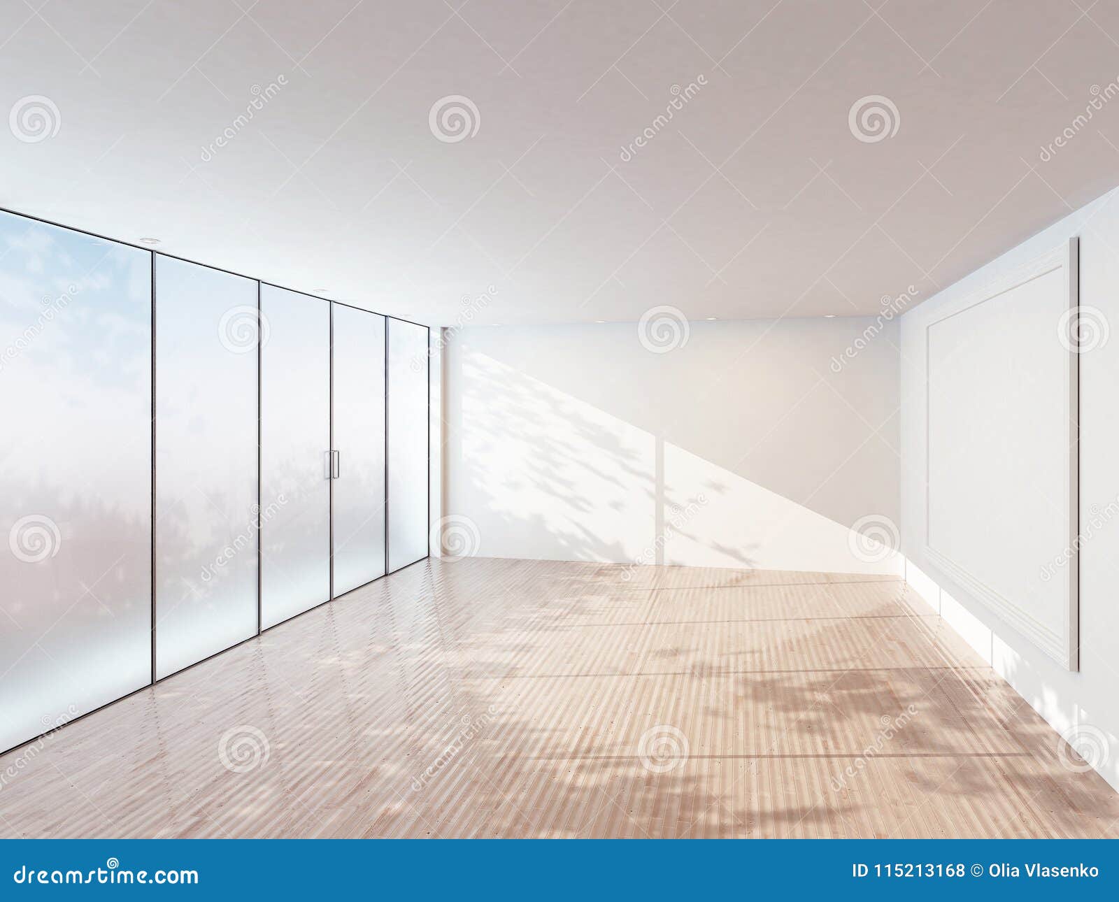 Empty Room with a Big Window and a Picture, 3d Stock Illustration ...