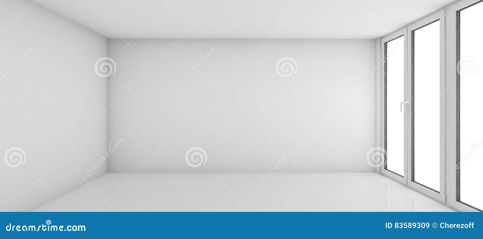 Empty Room and Big Windows. Side View Stock Illustration - Illustration ...