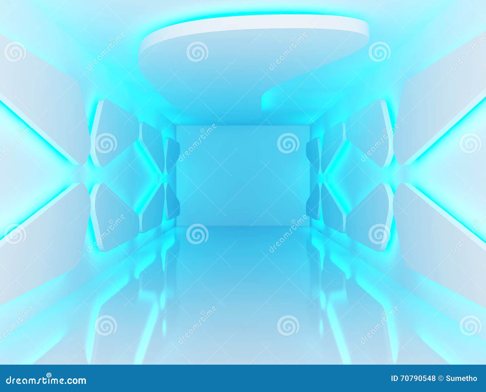 Empty room blue light stock illustration. Illustration of hall - 70790548