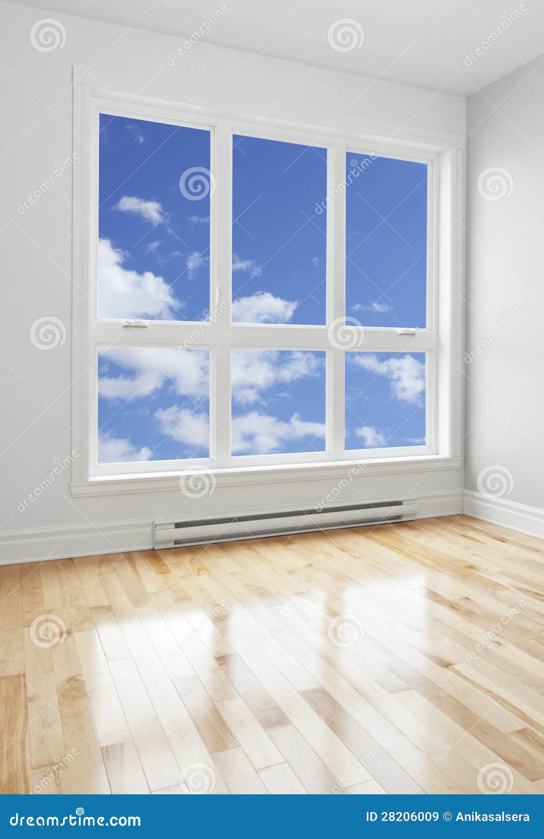 Empty Room and Blue Sky Seen through the Window Stock Image - Image of ...