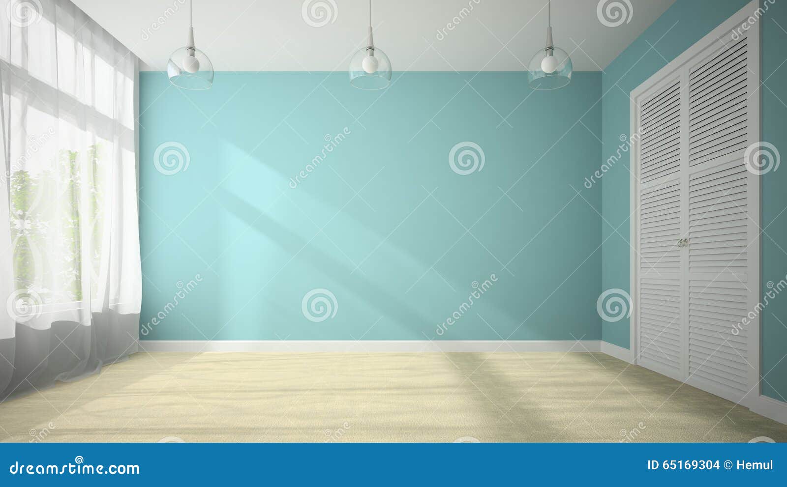 Empty 3d Room Design Blue