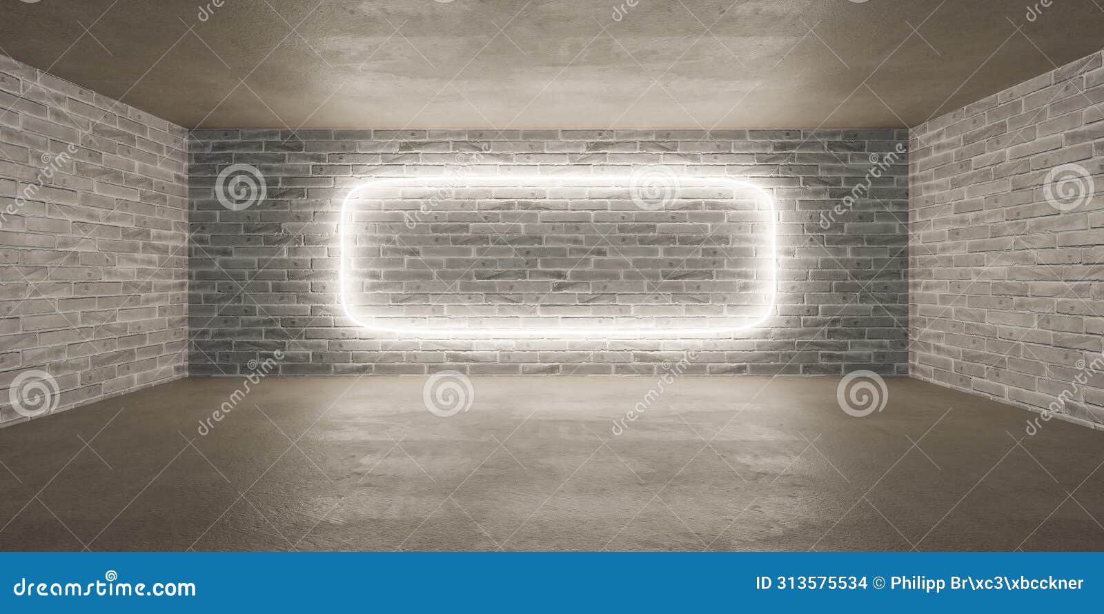 Empty Room with Brick Walls and Neon Light 360 Panorama Vr Environment ...