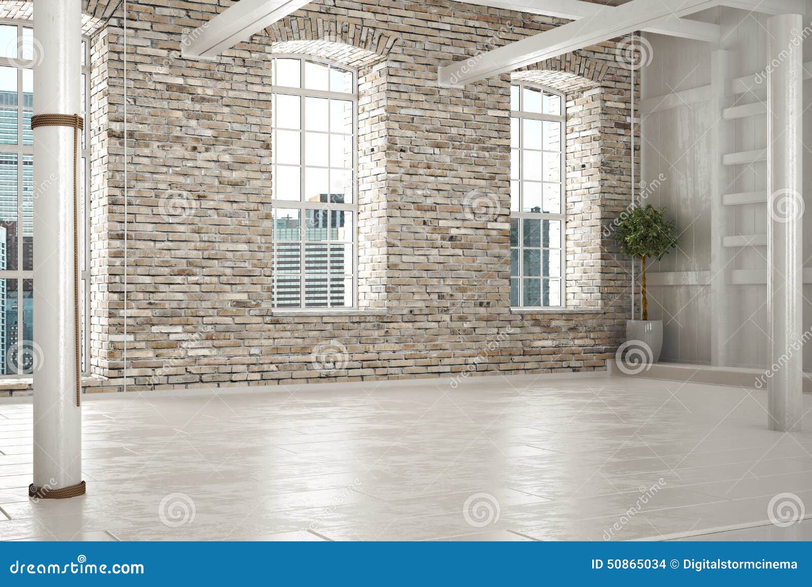 Empty Room of Business,or Residence with Brick Interior Stock Photo ...
