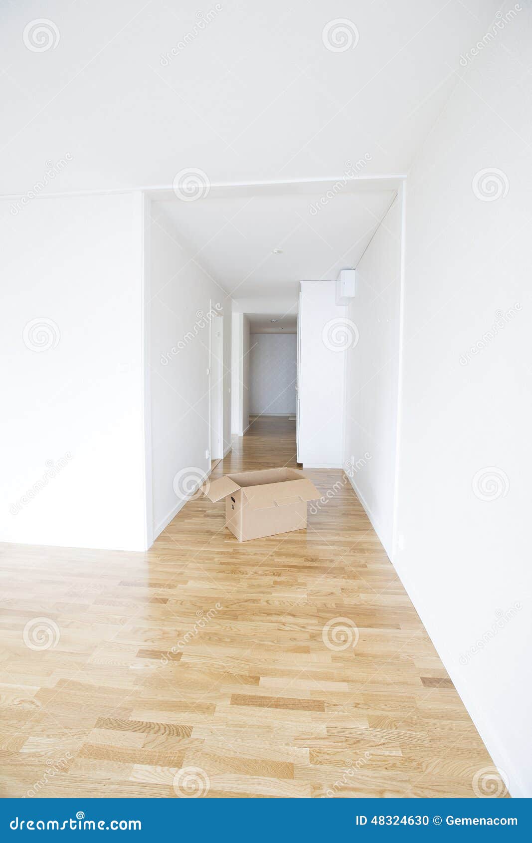 Empty Room with a Cardboard Box Stock Photo - Image of domestic ...