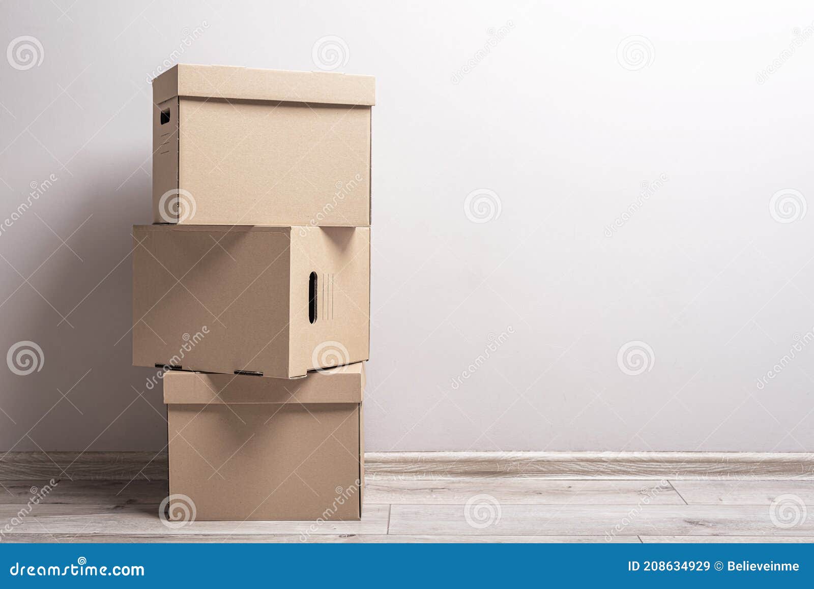 Empty Room with Cardboard Boxes. Stock Image - Image of home, boxes ...