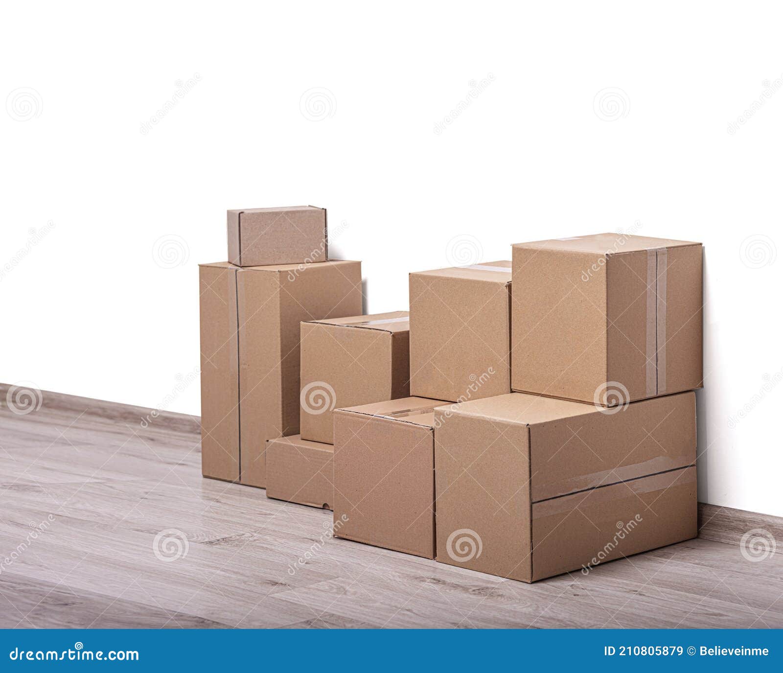 Empty Room with Cardboard Boxes. Stock Image - Image of office, brown ...