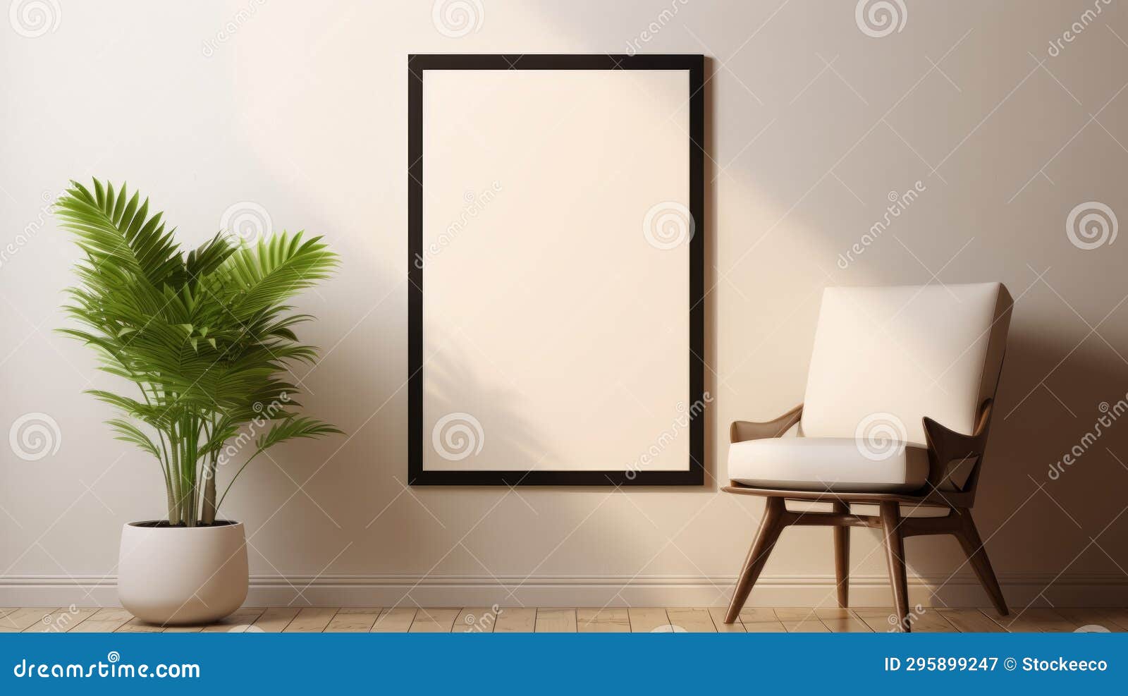 Empty Room with Chair and Blank Frame: 3d Illustration Stock ...