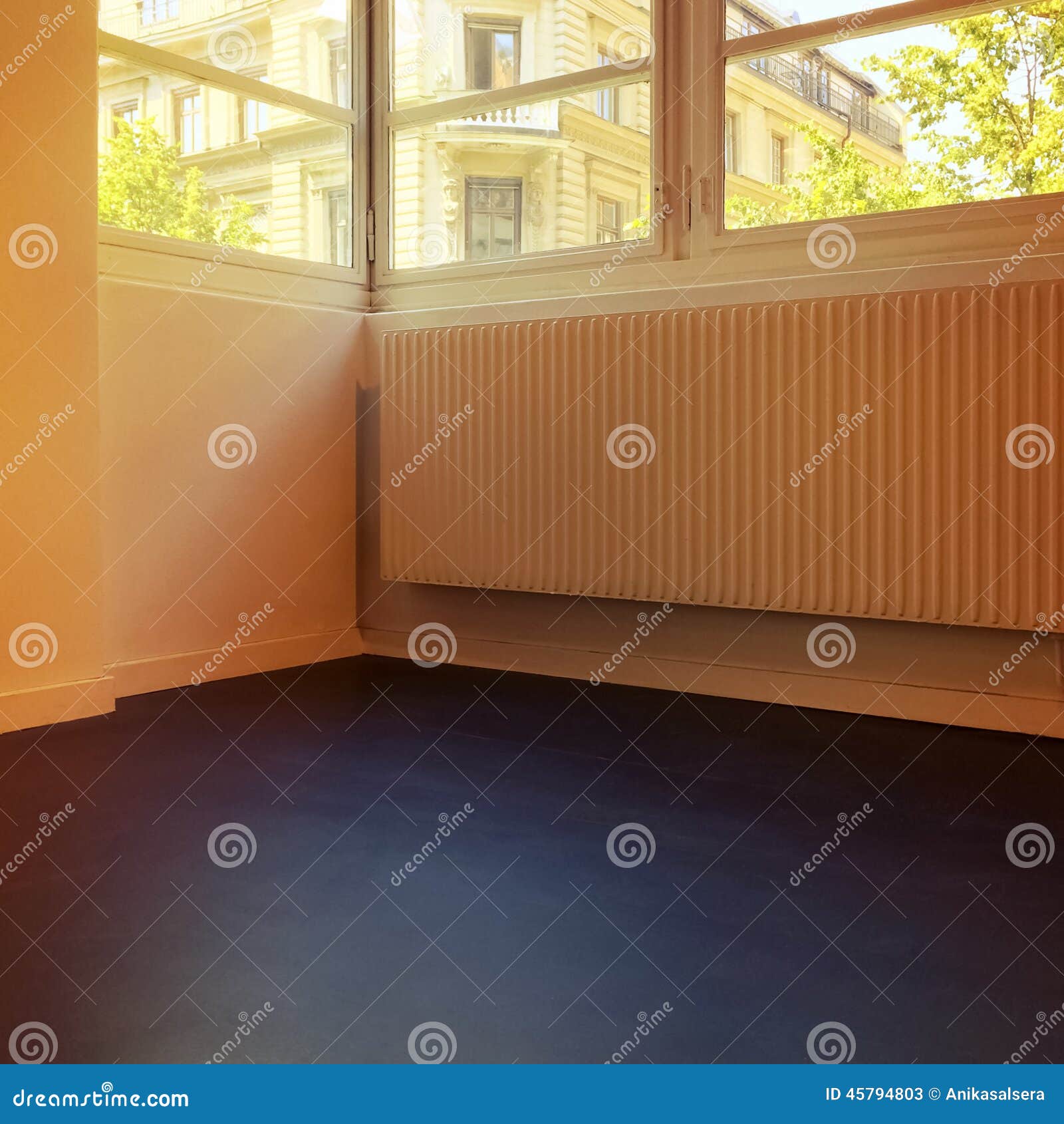 Empty room with city view stock image. Image of decor - 45794803