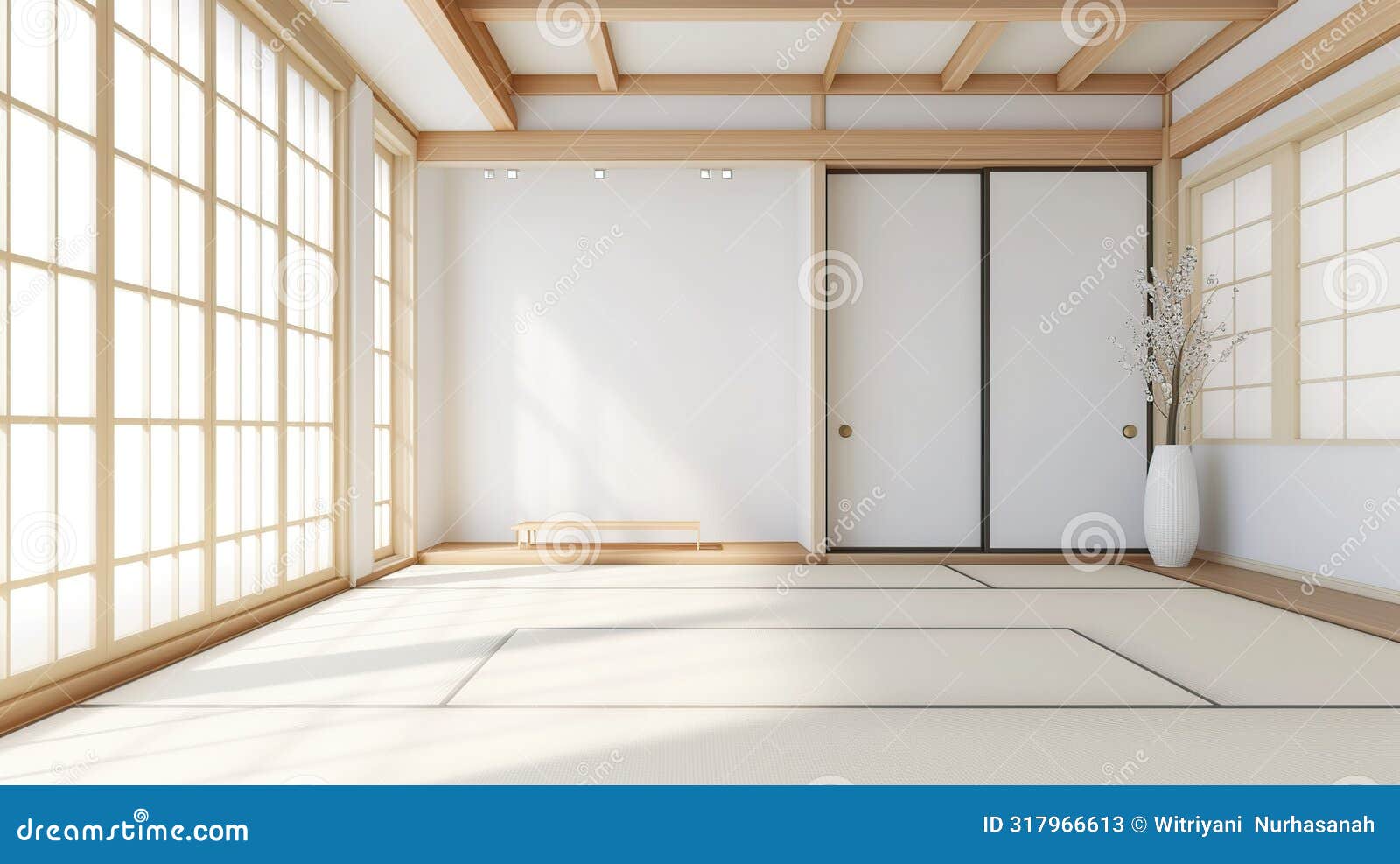 Empty Room,Clean Japanese Minimalist Room Interior. Generative Ai Stock Illustration ...