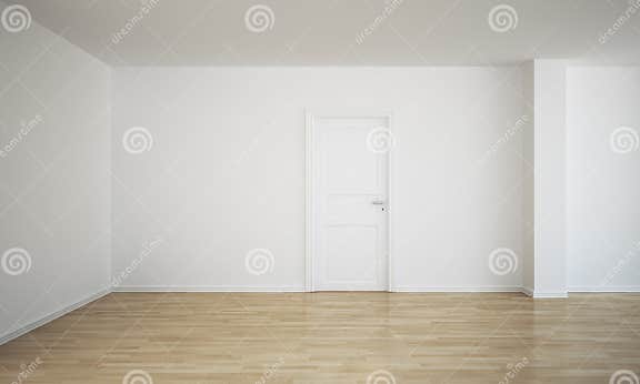 Empty Room with a Closed Door Stock Illustration - Illustration of ...