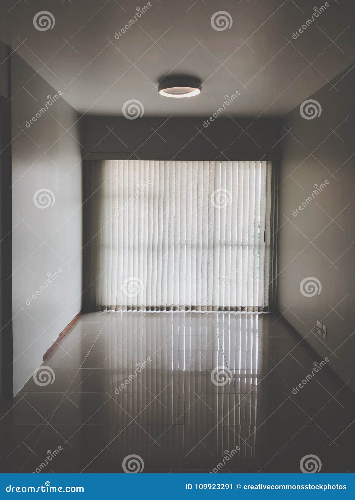 Empty Room With Closed Window Curtains Picture. Image: 109923291